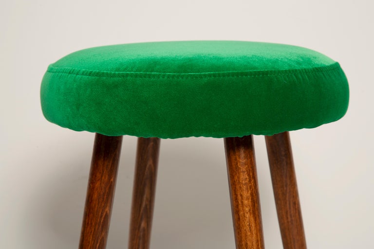 Set of Two Mid-Century Grass Green Velvet Stools, Europe, 1960s For ...