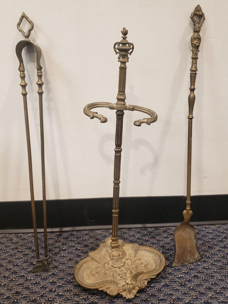 Set of Victorian Bronze Fire Place Tools For Sale at 1stDibs