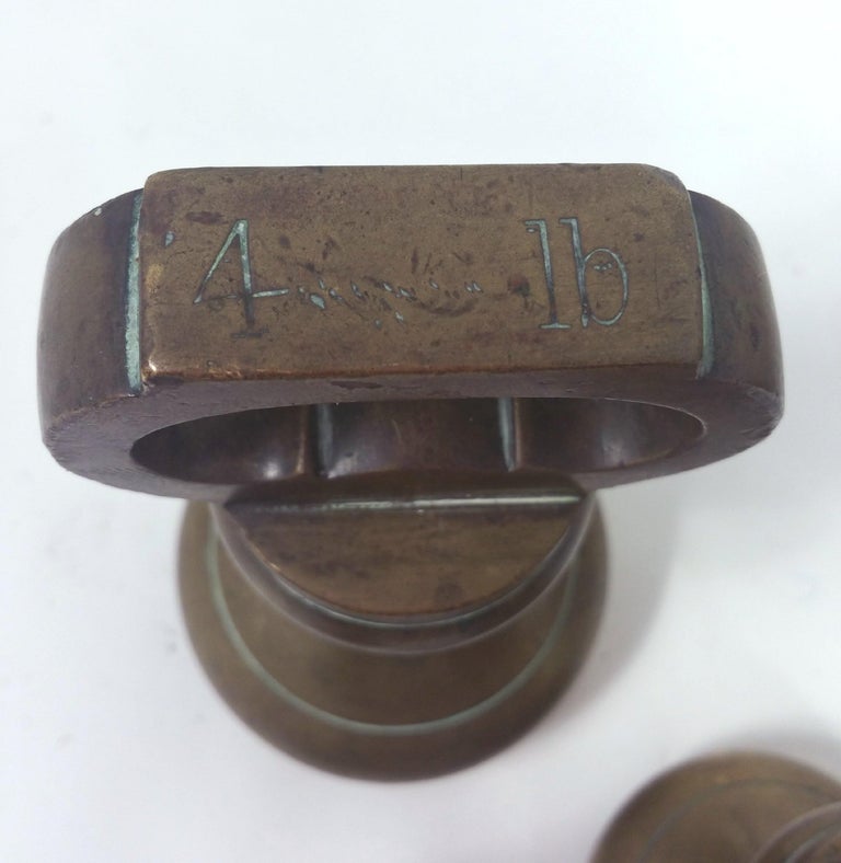 Set of Victorian Marble Topped Oak Scales with Porcelain Plate at 1stDibs