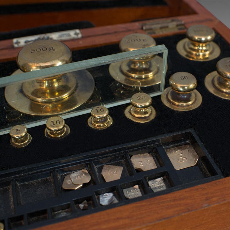 Set of Vintage Balance Weights, English, Brass, Scientific, Apothecary ...