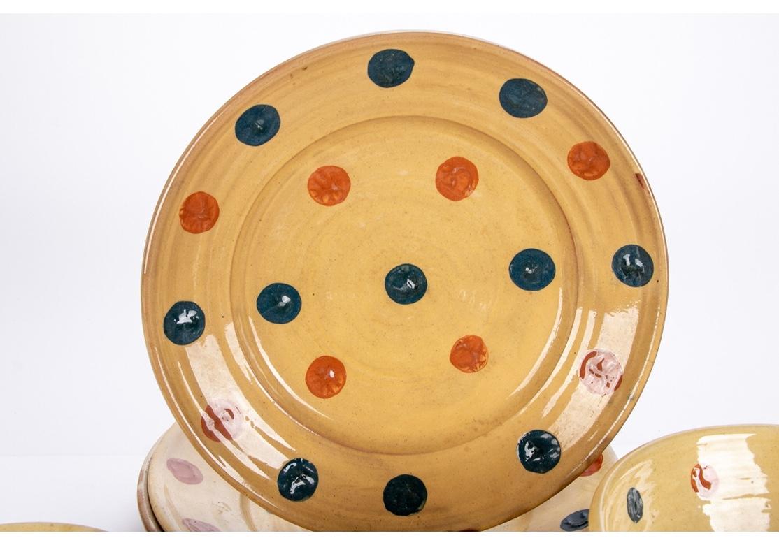 Set of Vintage French Faience Dinnerware in Polka Dot Pattern at ...