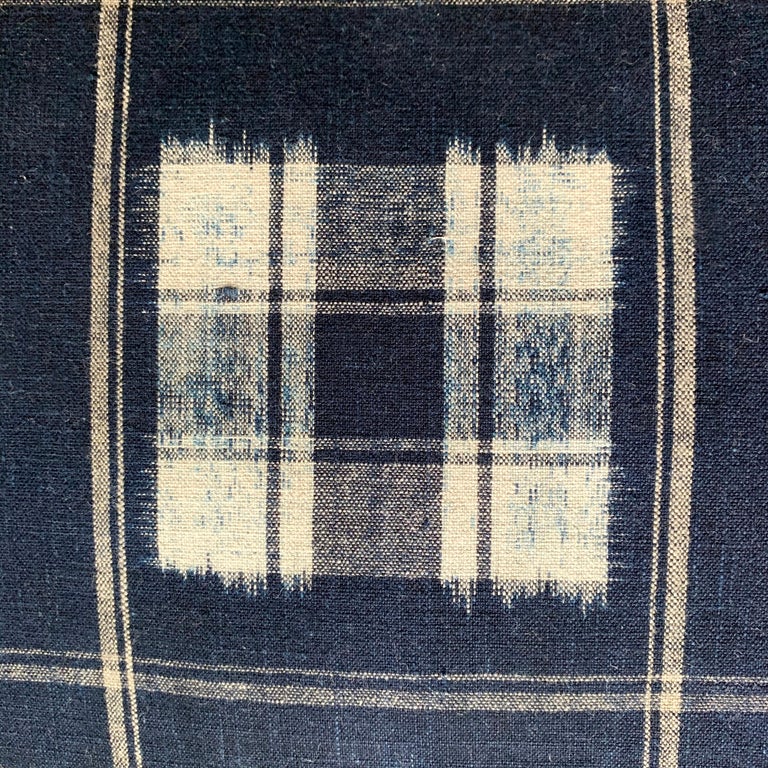 Set of Vintage Japanese Indigo Plaid Pillows at 1stDibs