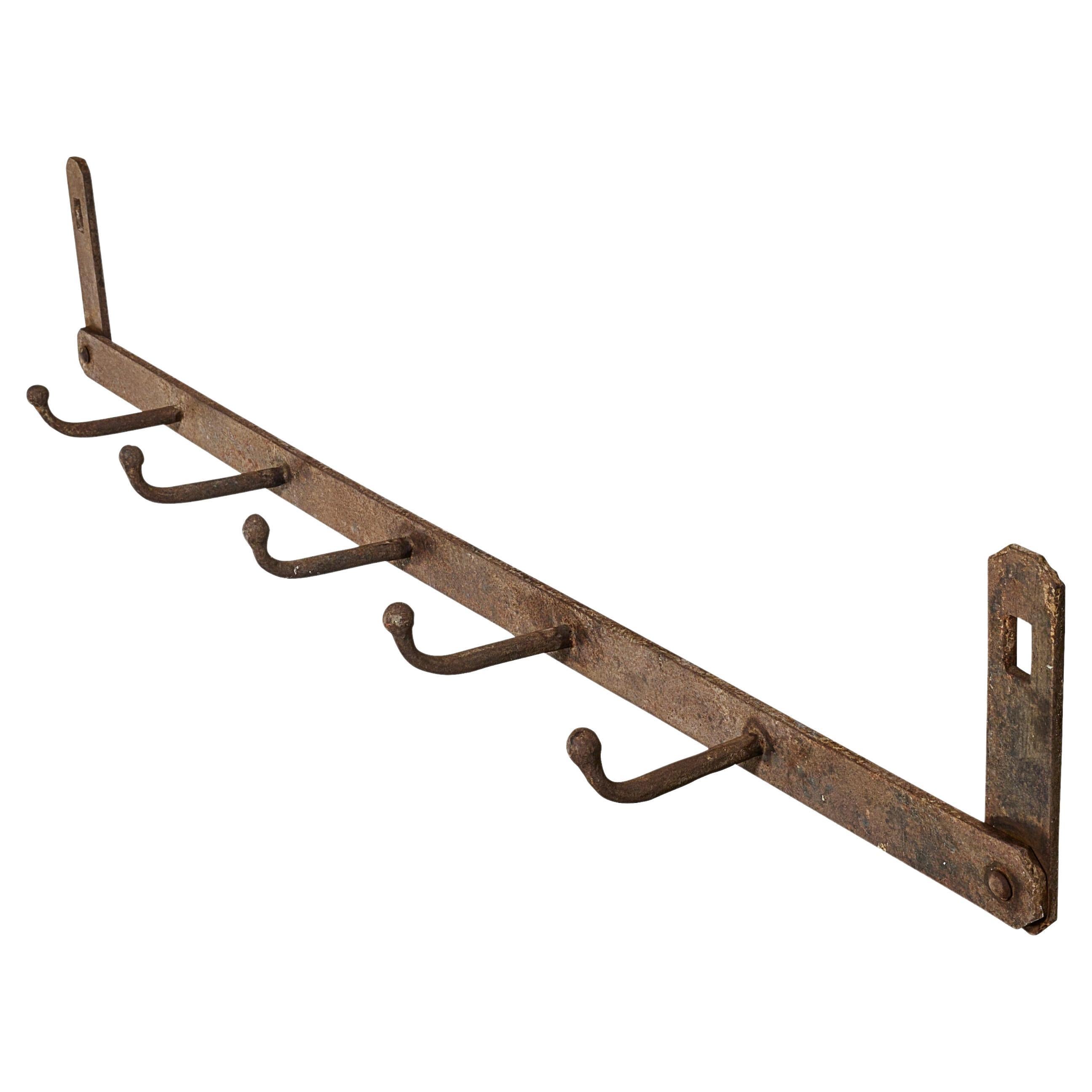 Wrought Iron Four Hook Coat/Hat Rack For Sale at 1stDibs
