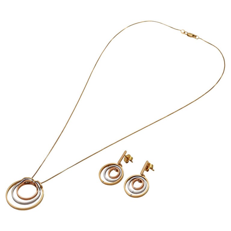 Set, Pendant with Chain and Stud Earrings, Pendant Set with 6 Octagonal ...