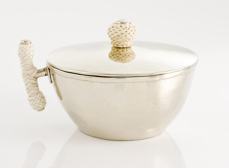 Set Salta Containers Alpaca Silver and Leather For Sale at 1stDibs