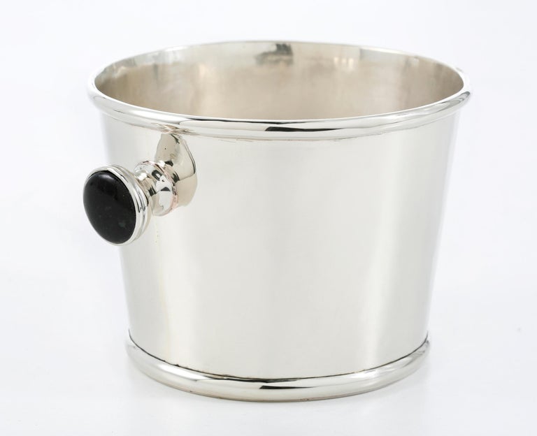 Set Salta Small Ice Bucket and Tong Silver Alpaca and Black Onyx Stone ...