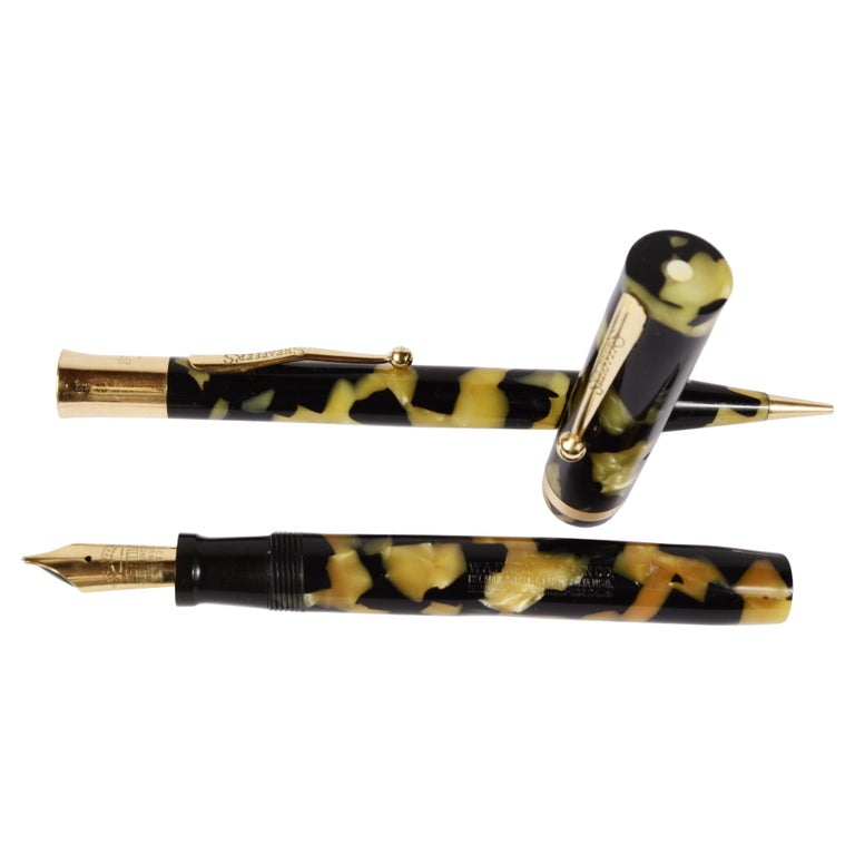 Set Sheaffer Lifetime Flat Top Senior Antique Fountain Pen And Pencil 1927 at 1stDibs