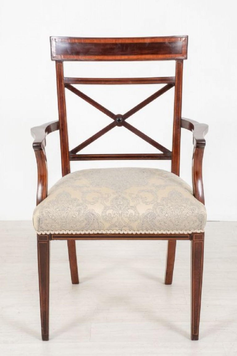 Set Sheraton Dining Chairs Mahogany Antique Revival For Sale at 1stDibs