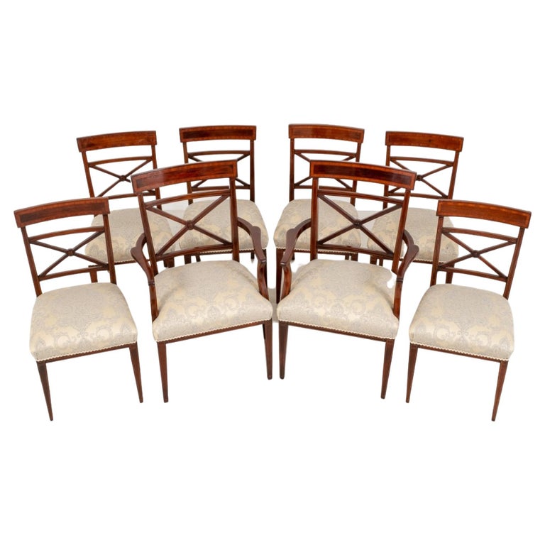 Set Sheraton Dining Chairs Mahogany Antique Revival For Sale at 1stDibs