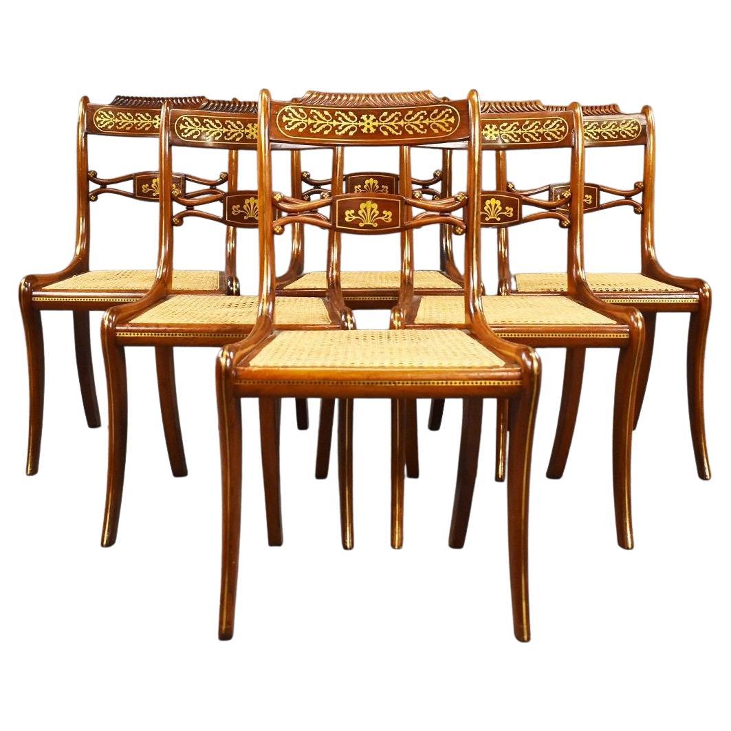 Set of Six 19th Century Dutch Marquetry Inlaid Dining Chairs at 1stDibs