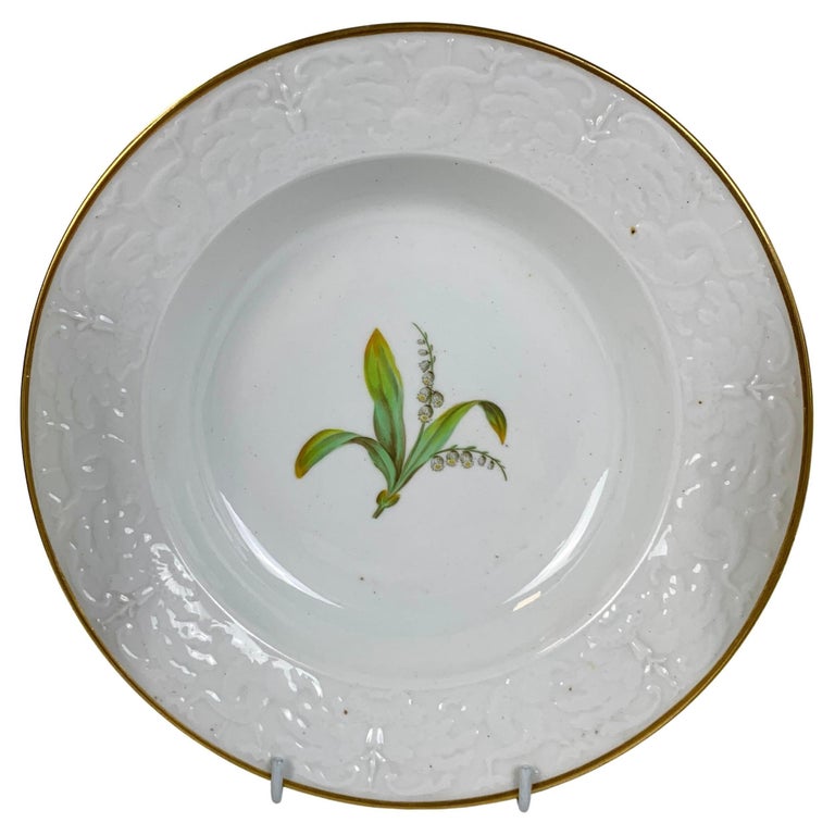 Set Six Antique Porcelain Dinner Plates and Six Soup Dishes England ...