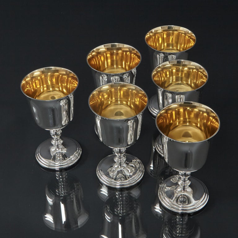 Set Six Charles I Style Silver Goblets, 1975-7 For Sale at 1stDibs