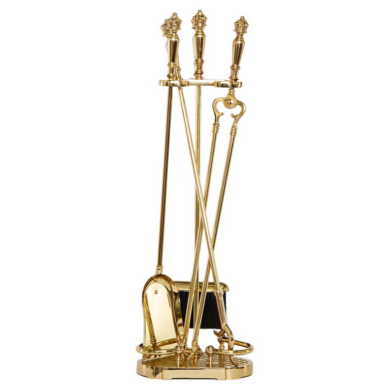 Set Solid Brass Fire Tool / Stand at 1stDibs