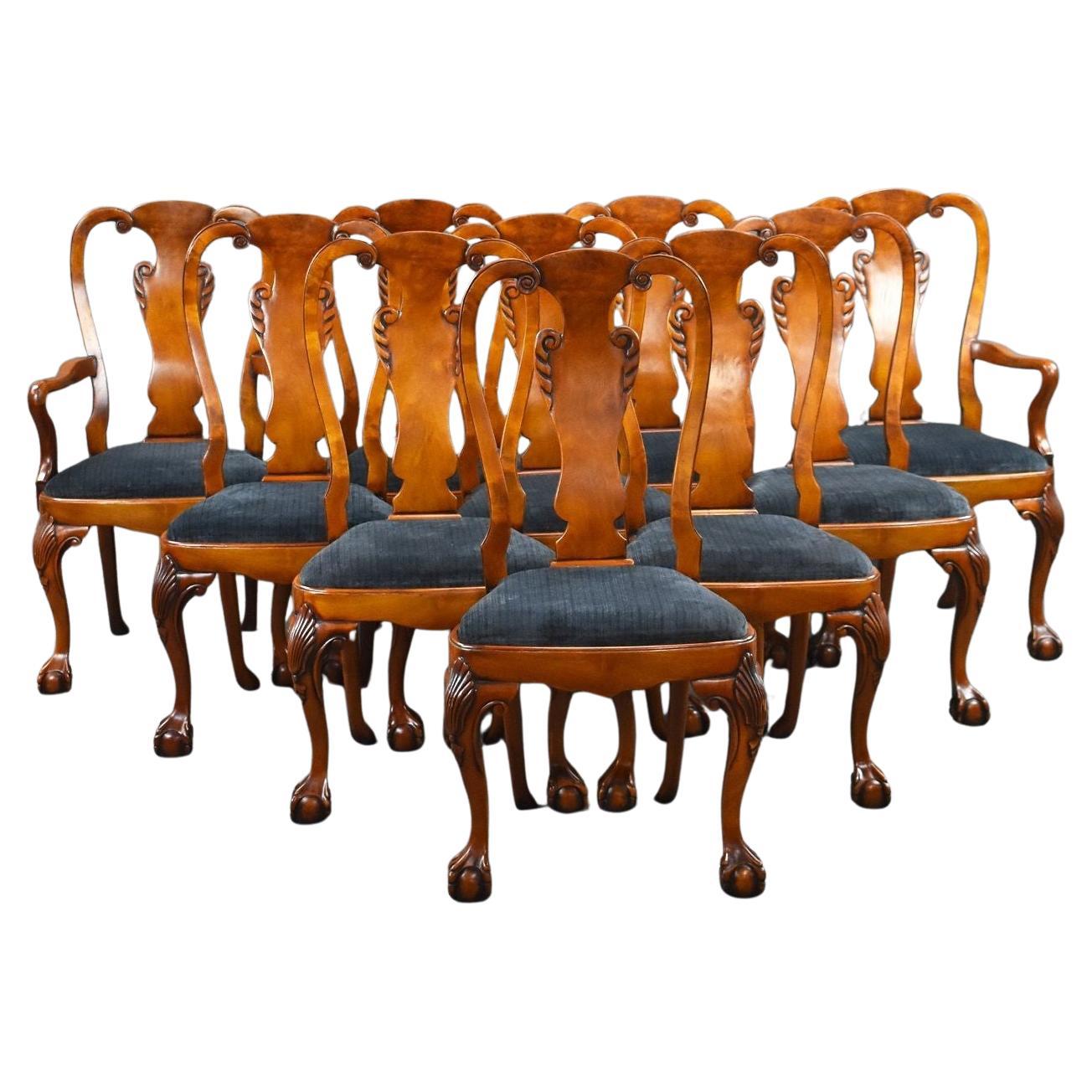 Set Ten George II Style Walnut Dining Chairs For Sale at 1stDibs