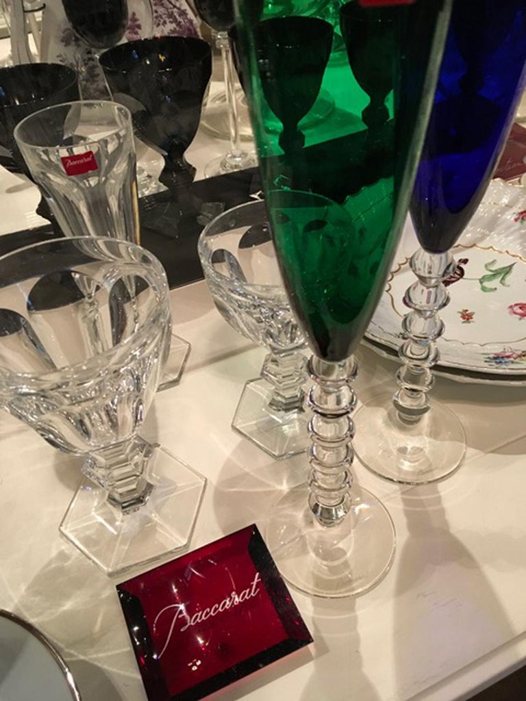 Baccarat Set Three Clear Crystal Goblets Glasses, France 21st Century ...