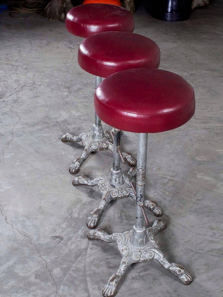 Set of Three Vintage English Cast Iron Counter Stools, England, circa ...