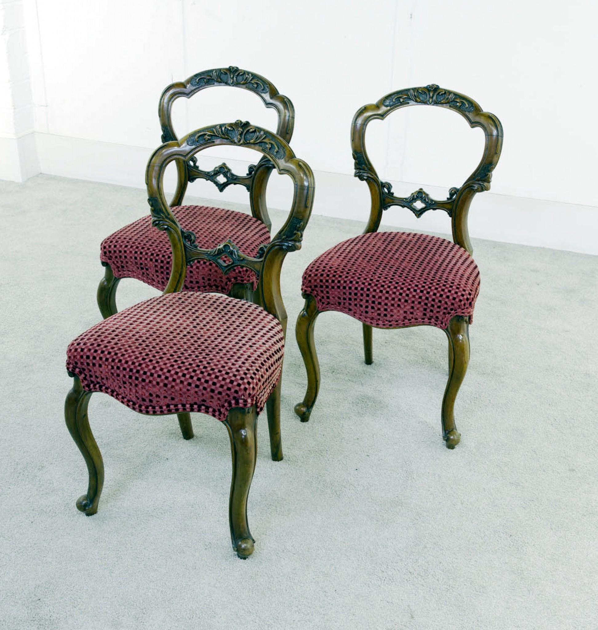 Set Victorian Dining Chairs Carved Walnut Balloon Back 1880 For Sale at ...