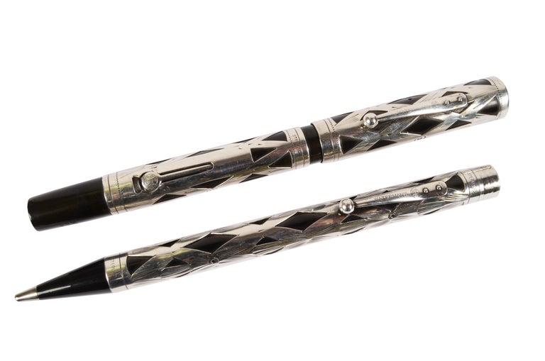 Set Waterman's Ideal 452 Filigree Sterling Silver Antique Fountain Pen ...