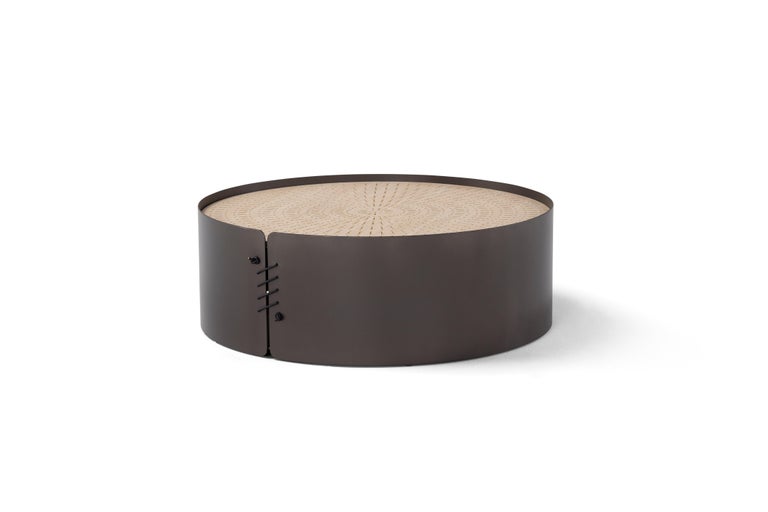 Setacci Coffee Table with Dark Grey Metal Frame and Wood Top by Amura Lab, Large For Sale at 1stDibs