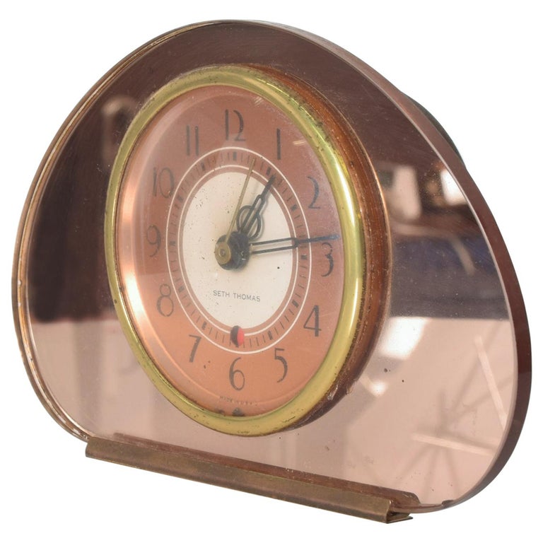 1940s Seth Thomas Sequin Art Deco Decorative Pink Table Clock at 1stDibs