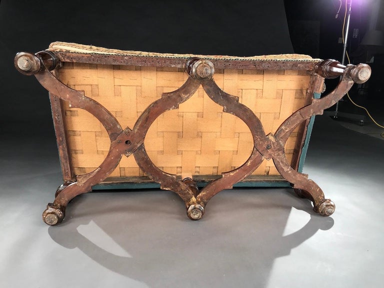 Settee, Sofa, Double-Chair Back, Brussels Tapestry, X-Stretcher, Walnut ...