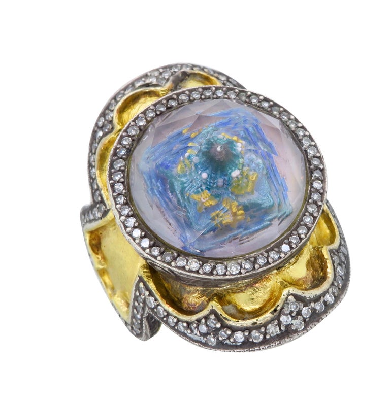 Sevan Bicakci Theodora Reverse Cut Amethyst Yellow Gold Ring For Sale