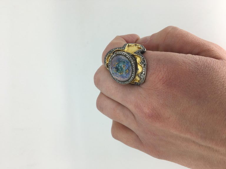Sevan Bicakci Theodora Reverse Cut Amethyst Yellow Gold Ring For Sale