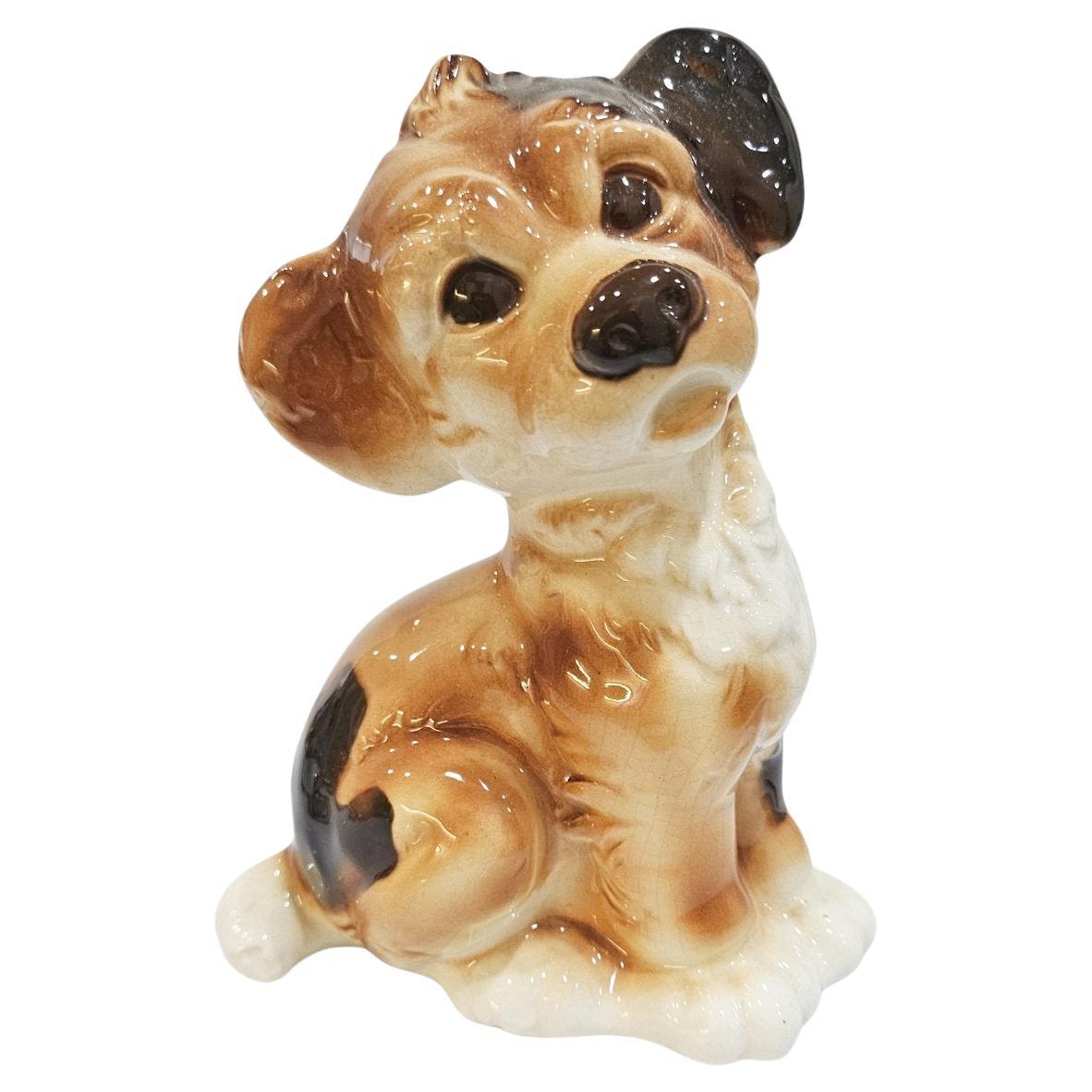 Seven Inch Tall Vintage Ceramic Dog / Puppy Sculpture For Sale at 1stDibs