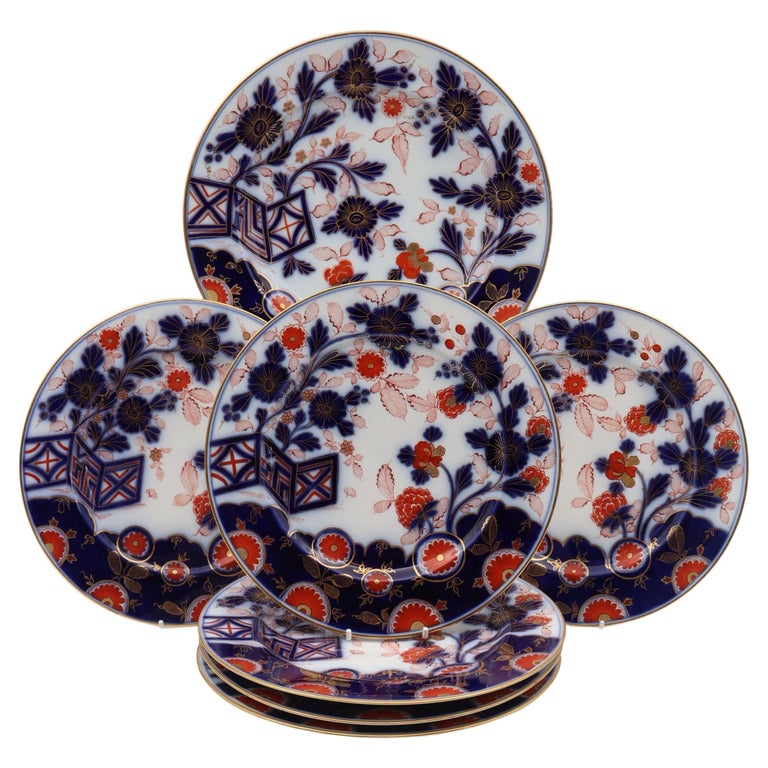 Seven Piece Fischer and Mieg Imari Pattern Dessert Set For Sale at 1stDibs