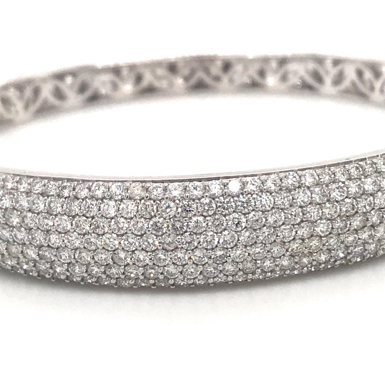 Seven-Row Diamond Bangel Bracelet 3.75 Carat 18 Karat White Gold For ...