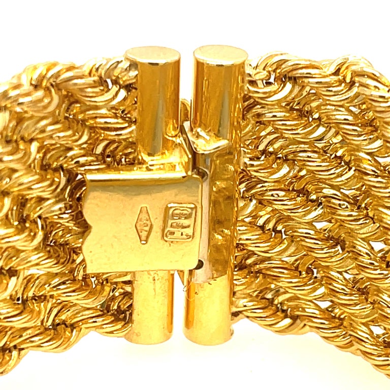 Seven Row Rope Bracelet 18K Yellow Gold For Sale at 1stDibs