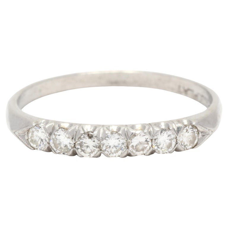 Seven Stone Diamond Wedding Band, Platinum, Ring, Simple For Sale at ...