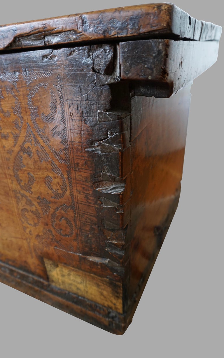 Seventeenth Century Italian Walnut Coffer with Incised Decoration For ...