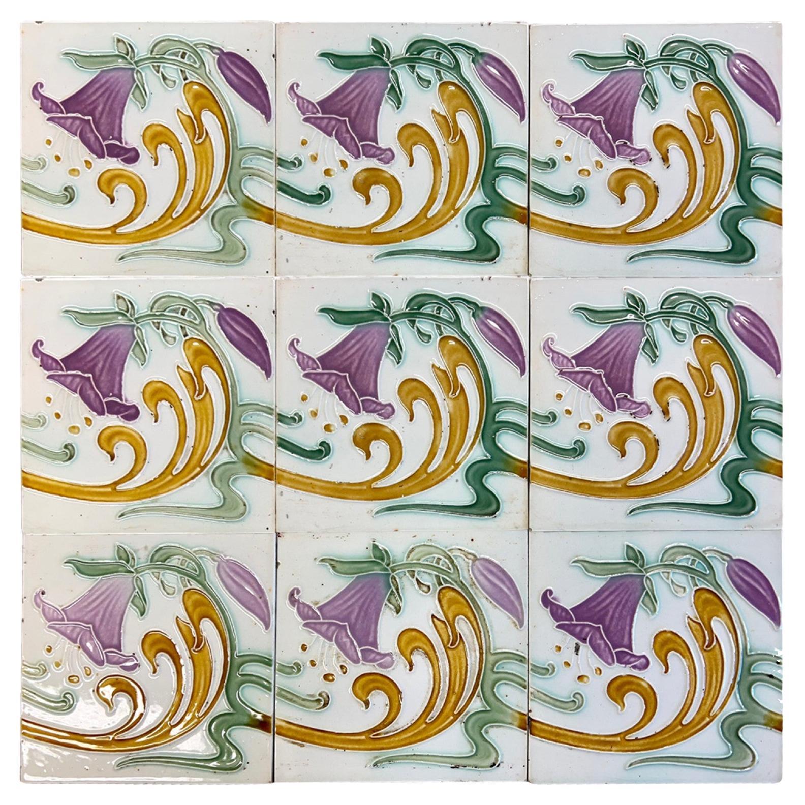Large Quantity Glazed Antique Tiles For Sale at 1stDibs