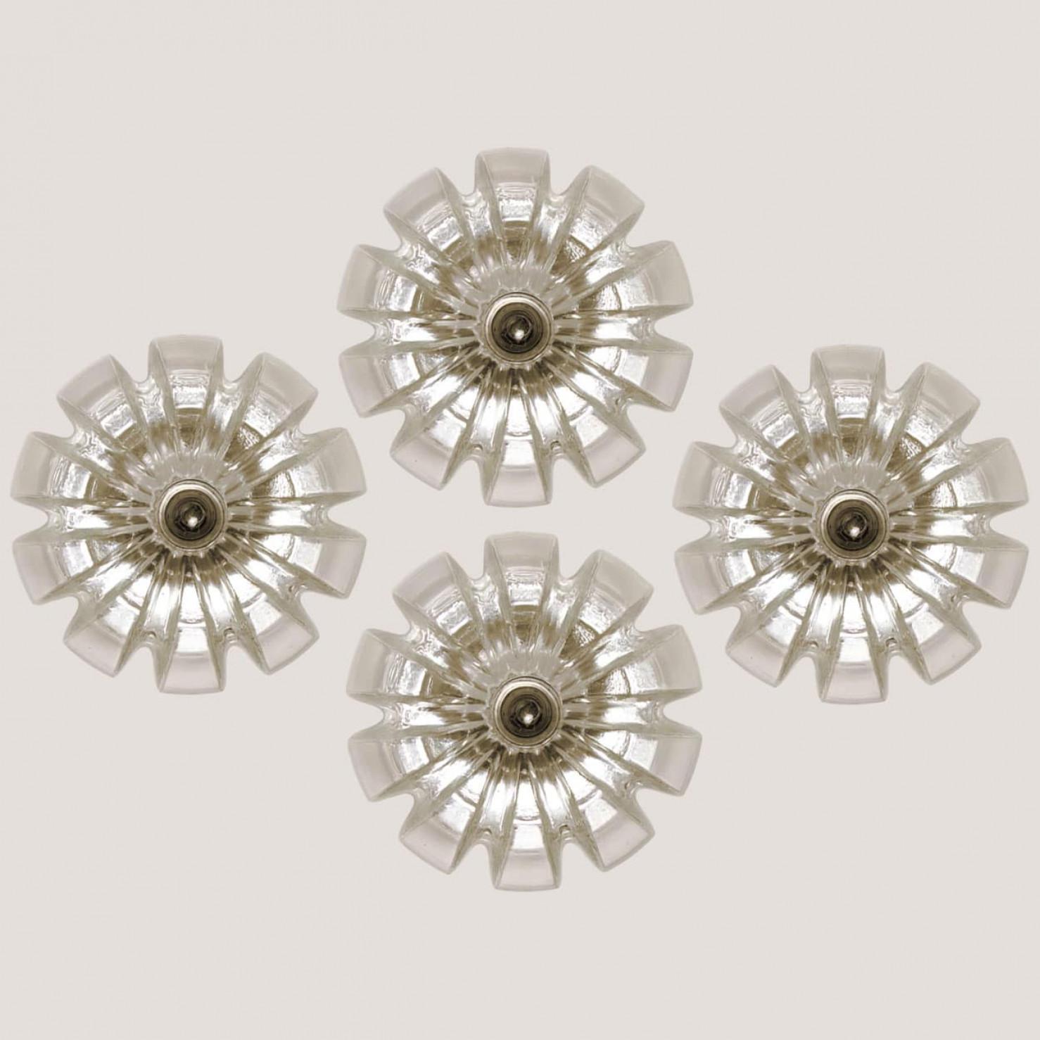 Several Peill and Putzler Clear Glass Wall lights Flush Mounts, 1970 ...