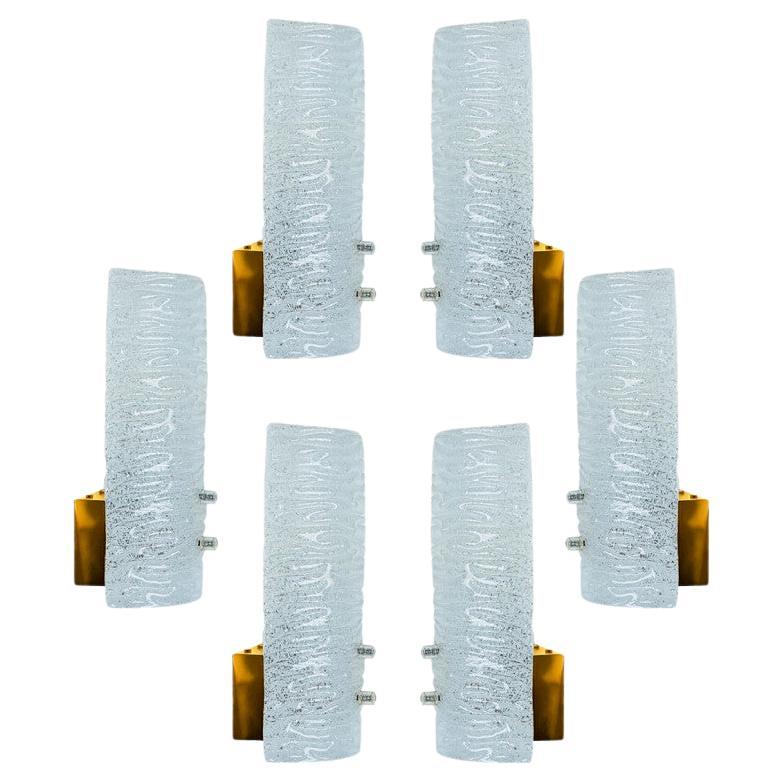 1 of the 6 Ribble Textured Glass Brass Wall Lights by J.T. Kalmar ...
