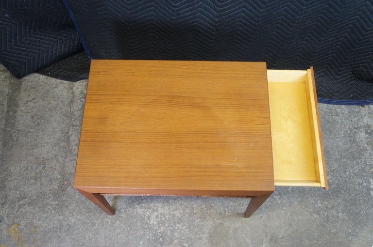 Severin Hansen Danish Mid-Century Modern Teak and Rattan Side End Table ...