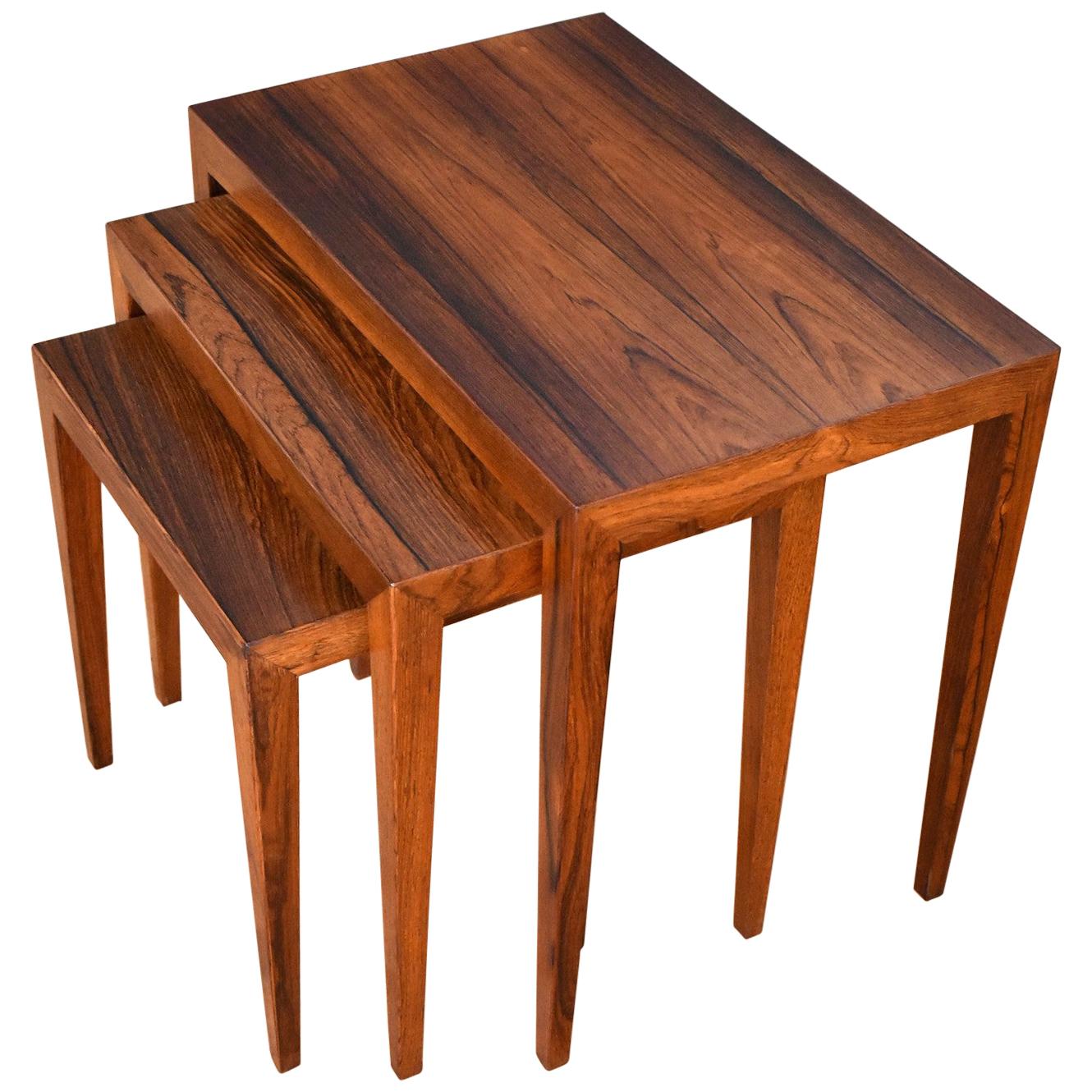 Severin Hansen Model 164 Rosewood Nest of Tables for Haslev at 1stDibs