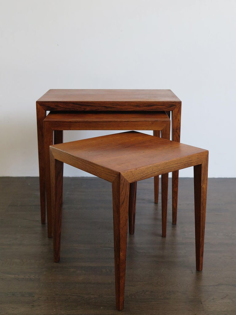 Severin Hansen Scandinavian Mid-Century Dark Wood Nesting Tables Set ...