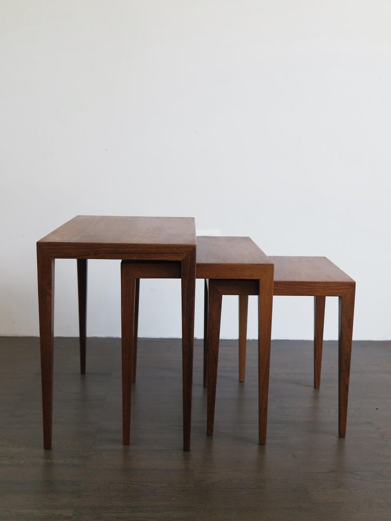 Severin Hansen Scandinavian Mid-Century Dark Wood Nesting Tables Set ...