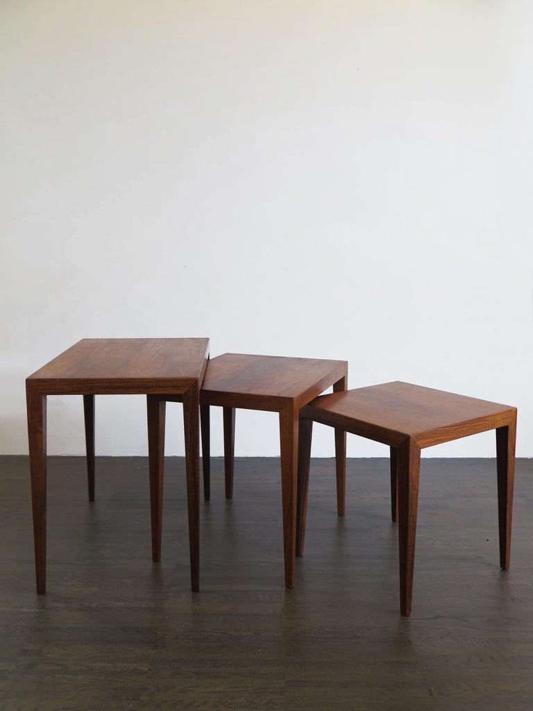 Severin Hansen Scandinavian Mid-Century Dark Wood Nesting Tables Set ...