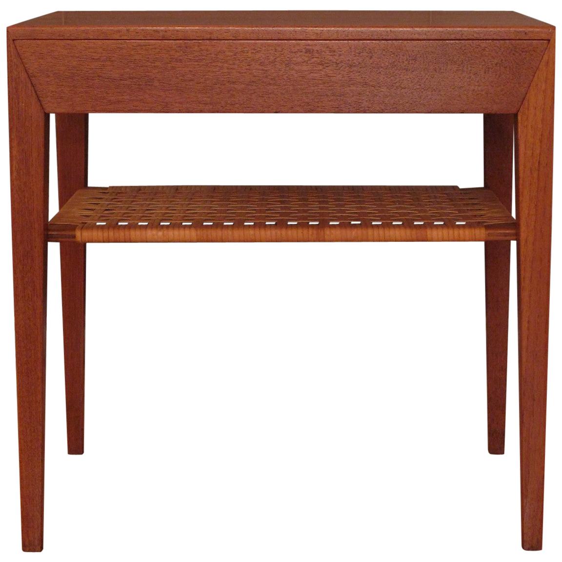 Severin Hansen Teak and Rattan Side Table at 1stDibs