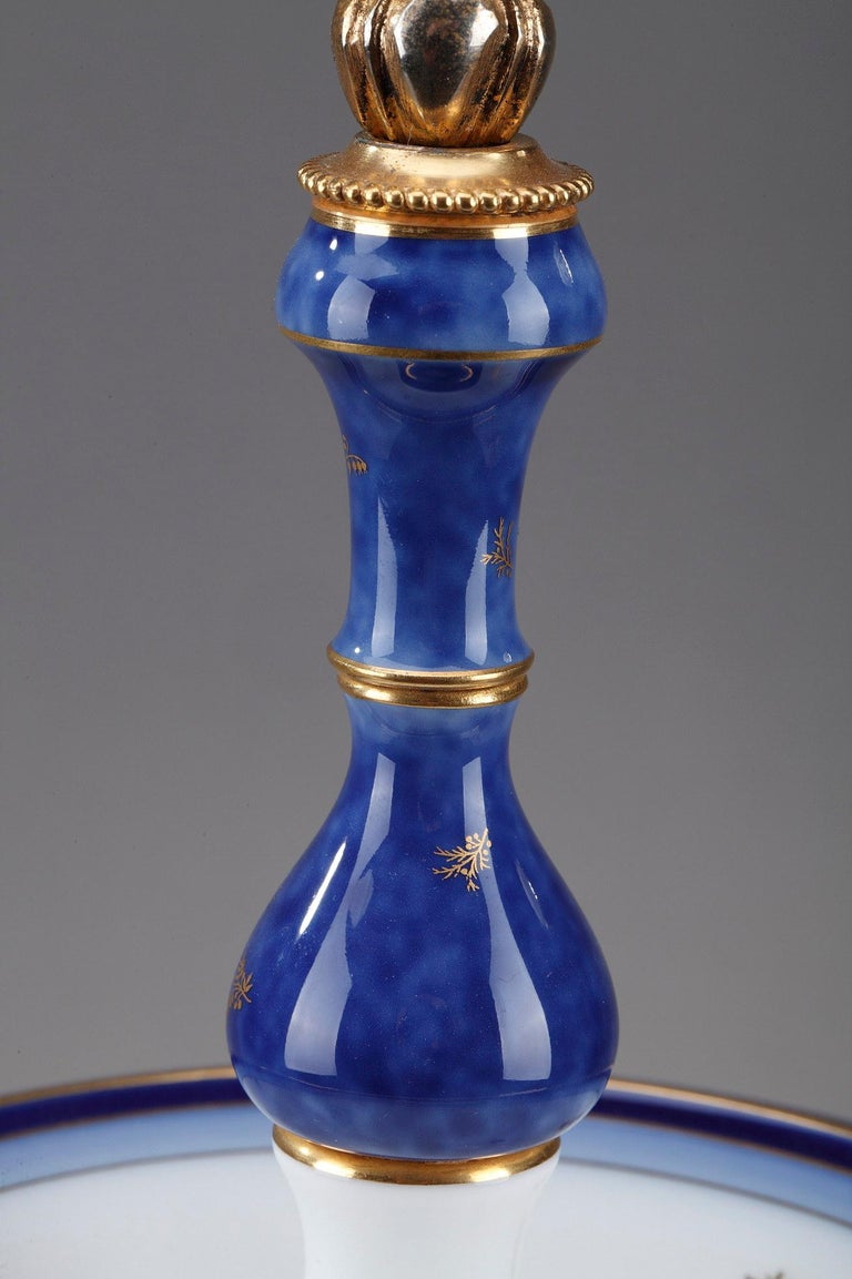 Sevres Blue and White Porcelain Cake Stand at 1stDibs