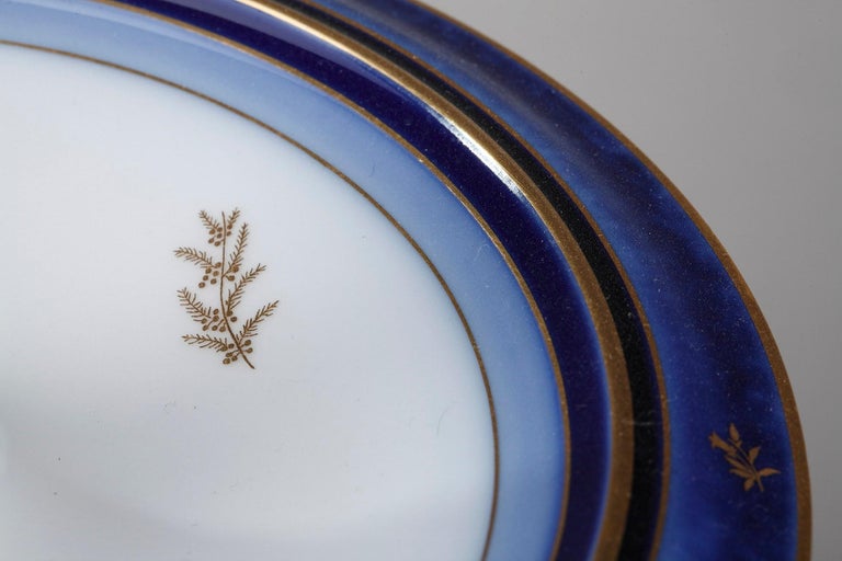 Sevres Blue and White Porcelain Cake Stand at 1stDibs