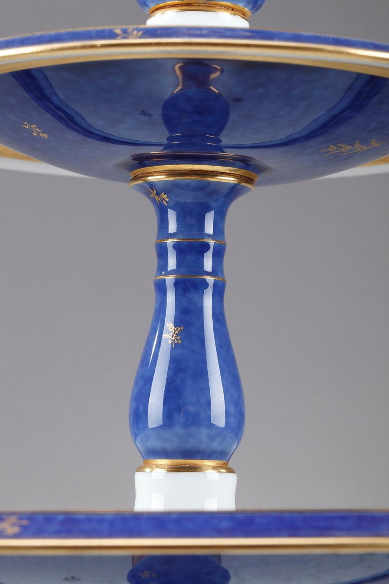 Sevres Blue and White Porcelain Cake Stand at 1stDibs
