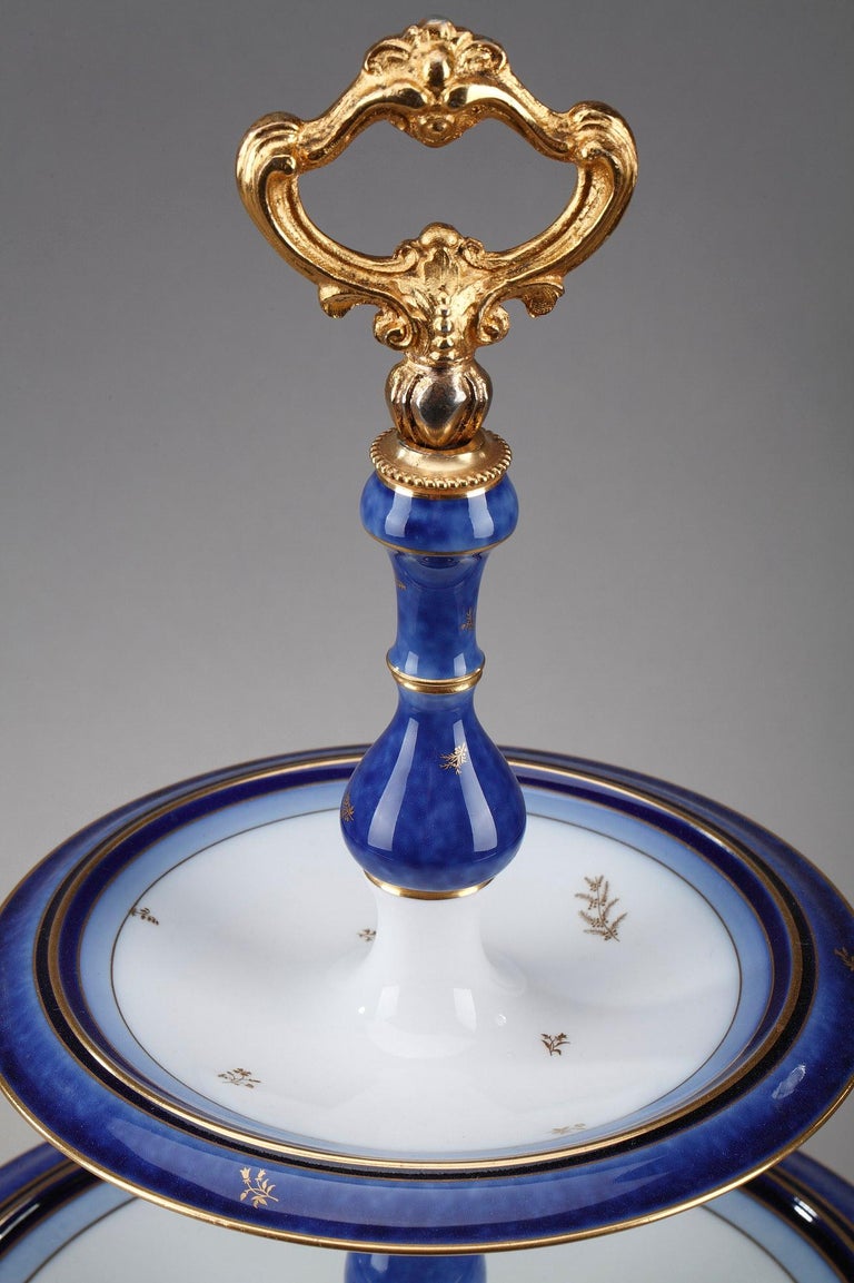 Sevres Blue and White Porcelain Cake Stand at 1stDibs