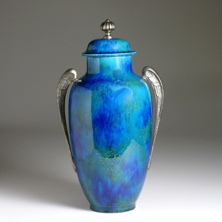 Sèvres Blue Art Deco Vase and Cover For Sale at 1stDibs