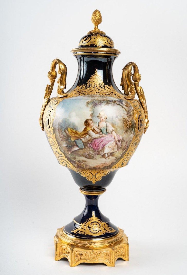 Sèvres Blue Porcelain Vase, 19th Century For Sale at 1stDibs