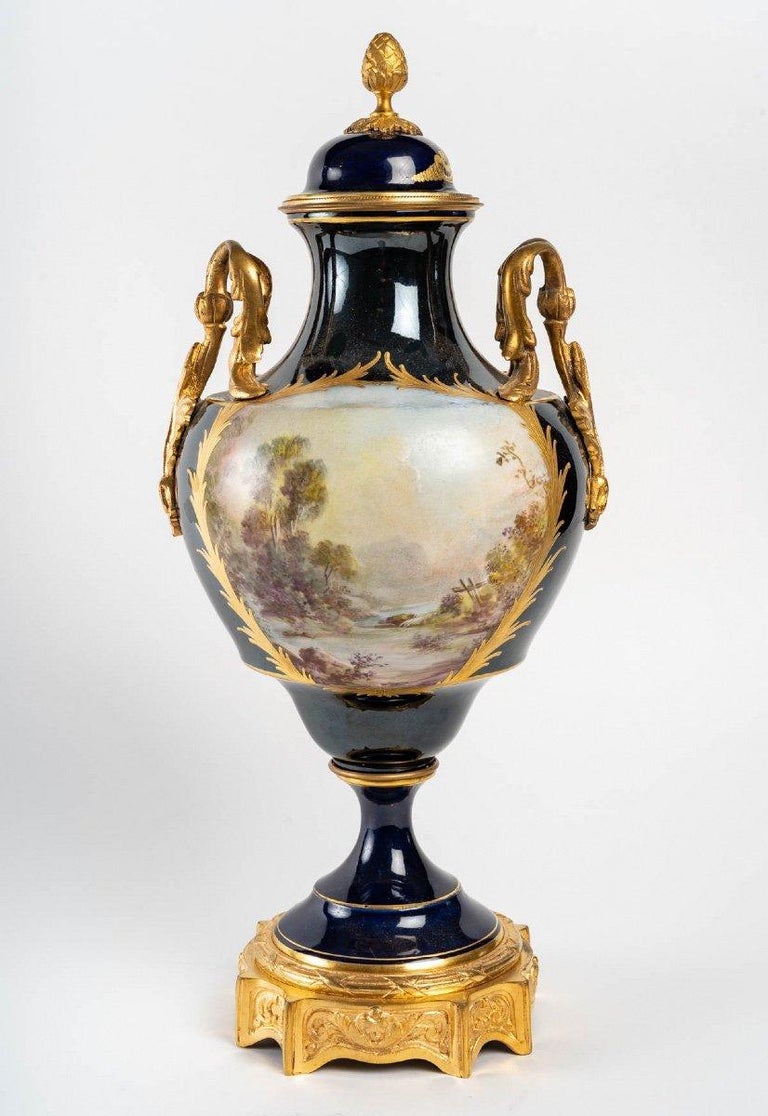 Sèvres Blue Porcelain Vase, 19th Century For Sale at 1stDibs
