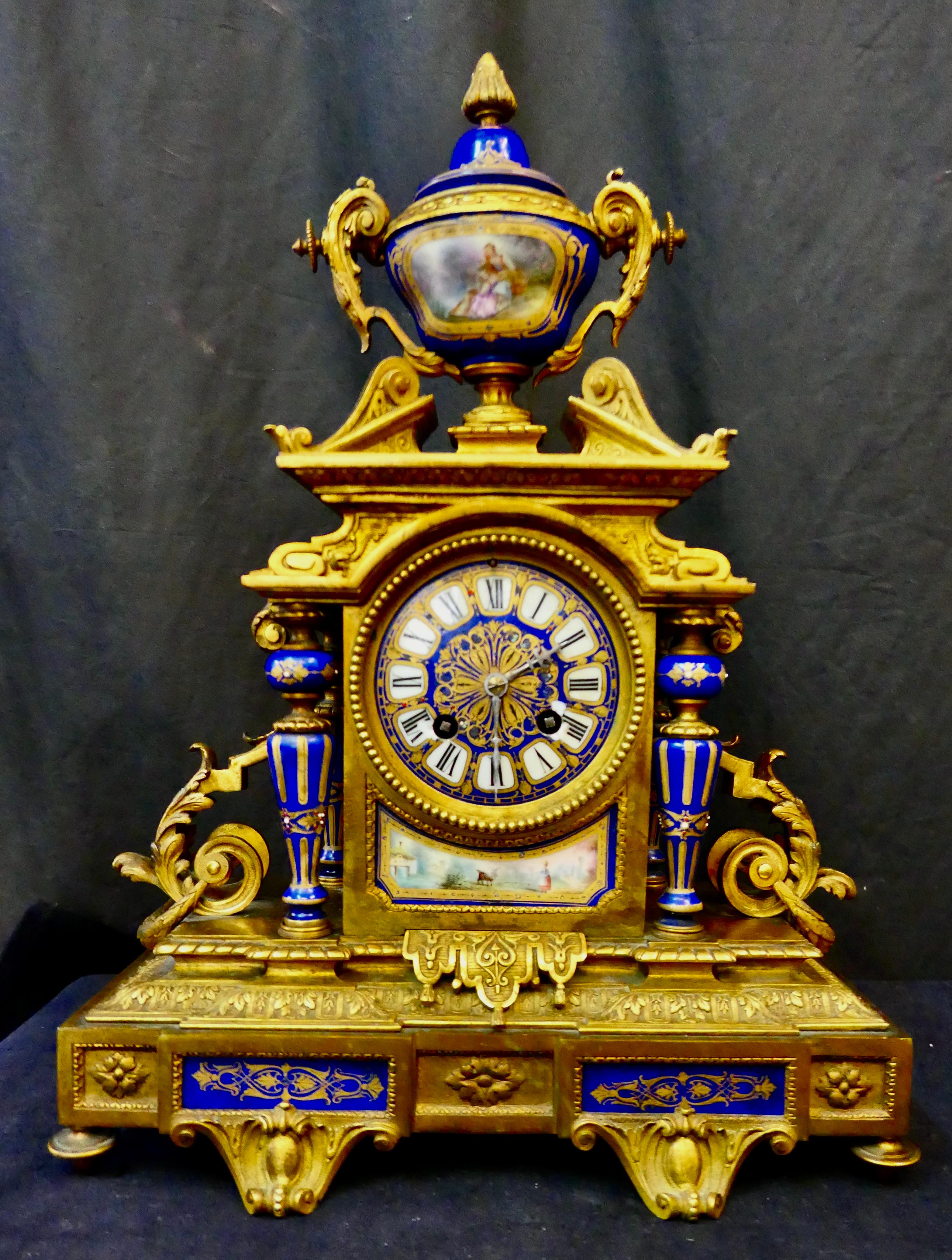 Sevres Clock Set (Garniture) For Sale at 1stDibs